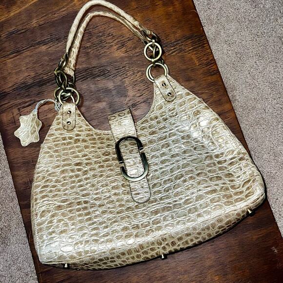 Charlie Lapson | Bags | Charlie Lapson Metallic Gold Croc Embossed ...